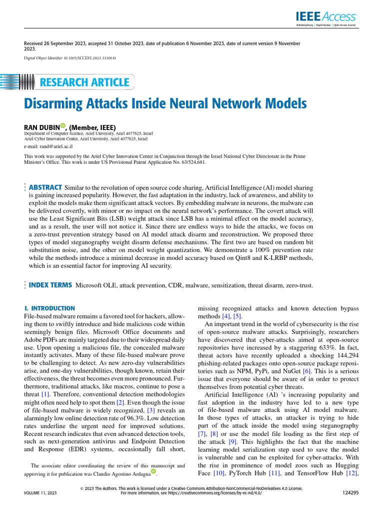 Disarming Attacks Inside Neural Network Models | PDF | Malware | Antivirus Software