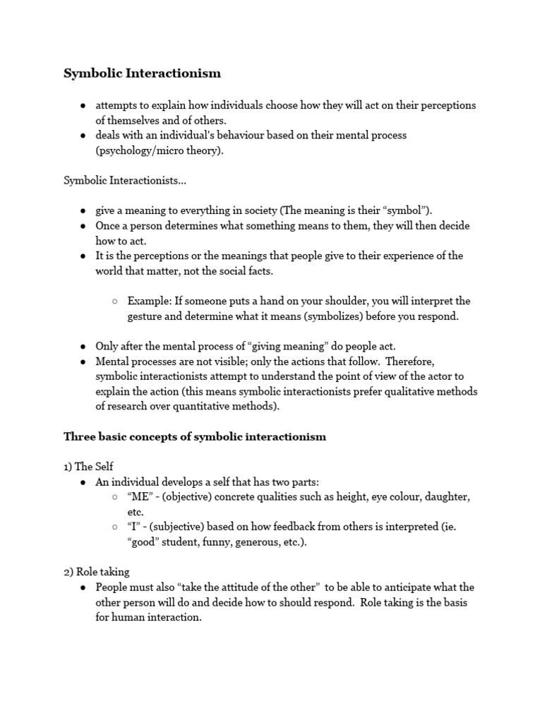 Symbolic Interactionism PPT Text | PDF