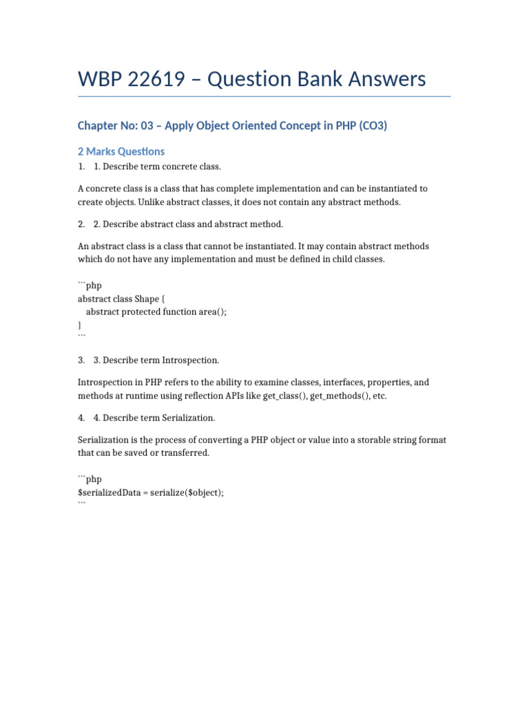 WBP 22619 QB Answers | PDF