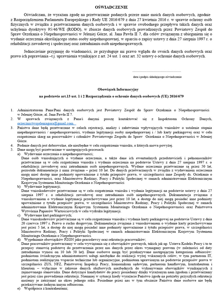 Klauzula Informacyjna | PDF