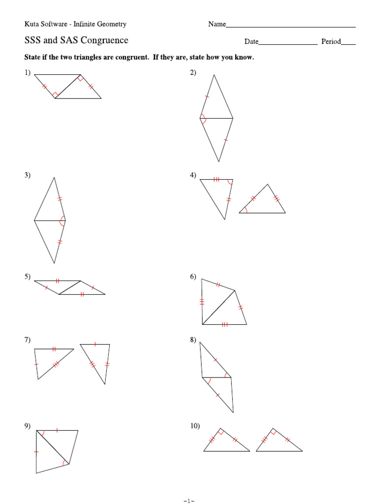 SSS and SAS Congruence Practice Problems | PDF