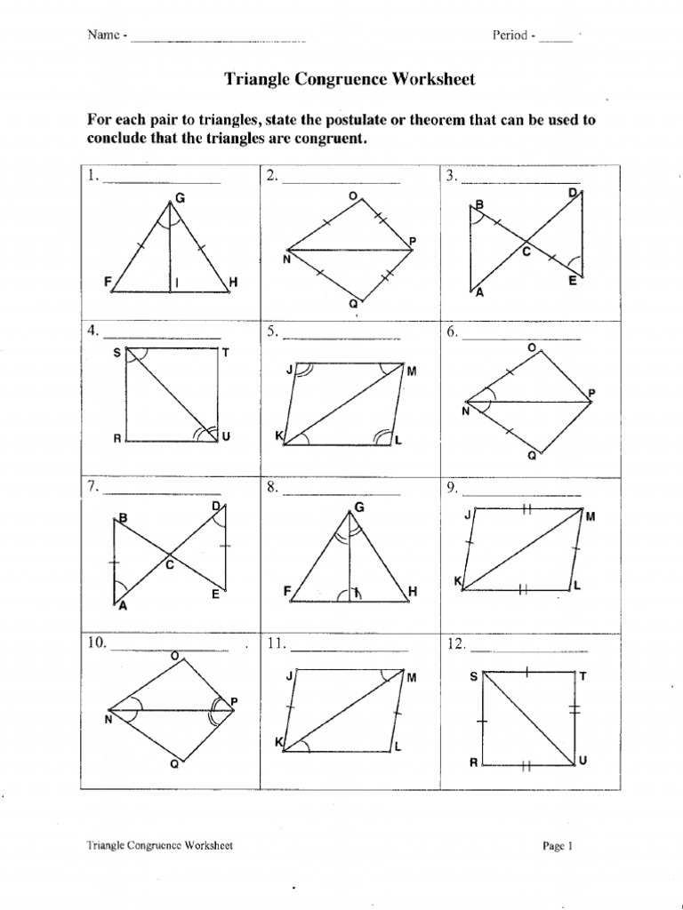 Identifying Triangle Congruence Practice Problems | PDF