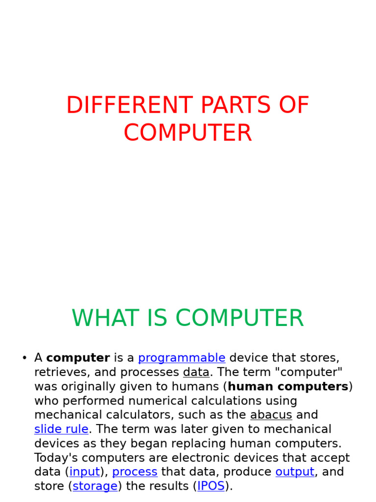 Different Parts of Computer | PDF