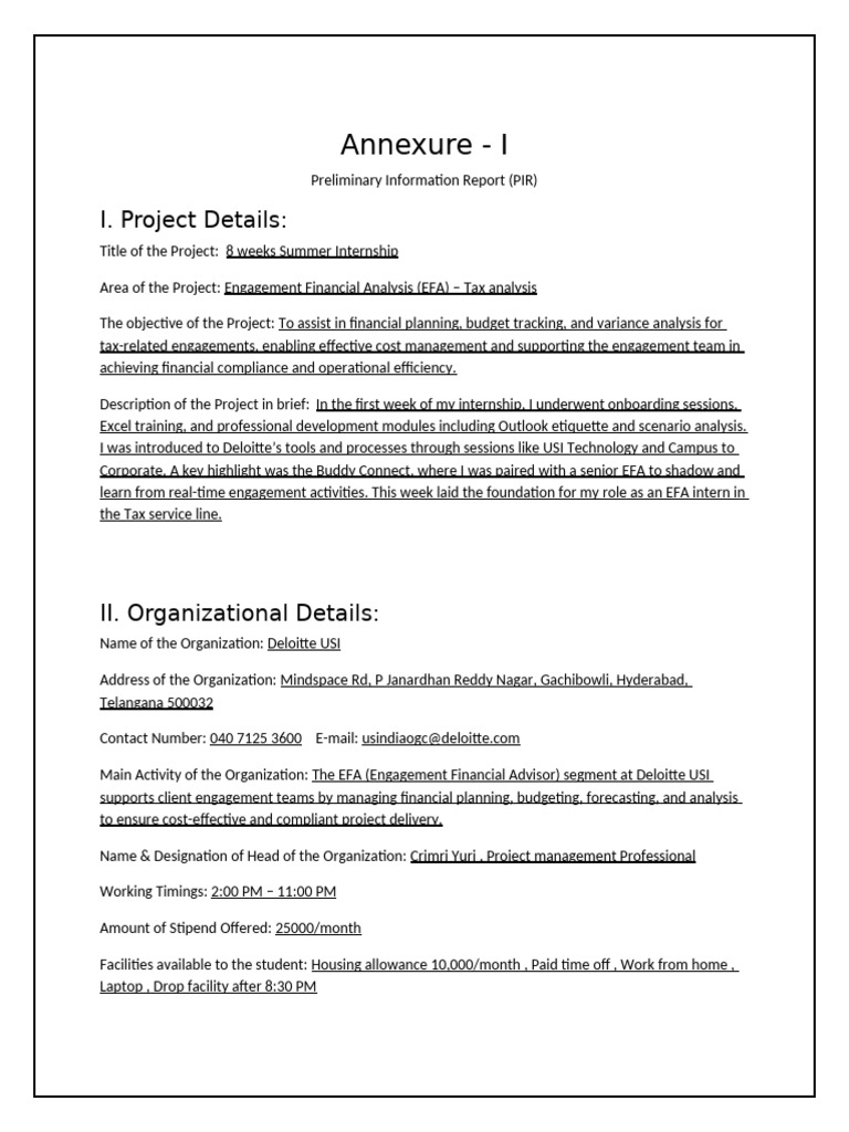 Aryan Dhar - Preliminary Information Report | PDF | Business