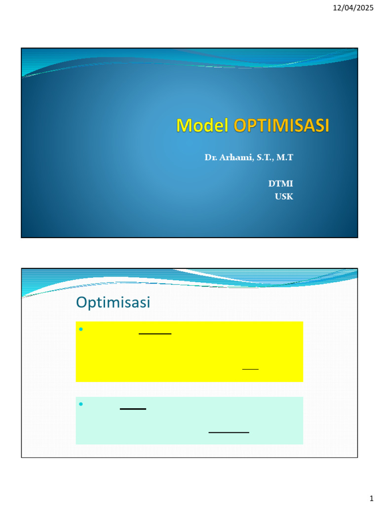 Proses dan Metode Optimisasi Teknik | PDF