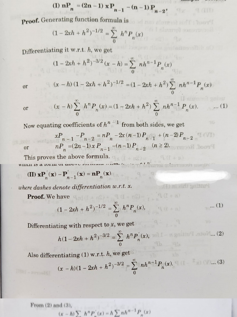 Legendre Polynomial Recurrence Relations | PDF | Recurrence Relation | Algebra