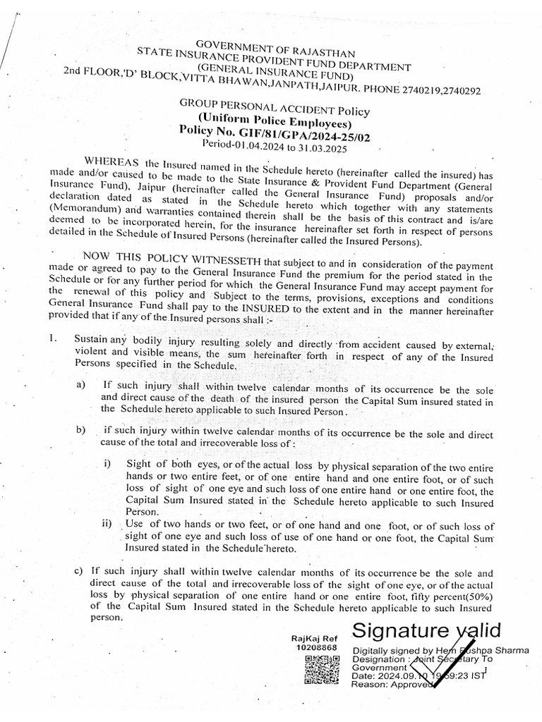 GPA Policy For (Uniform Police Employees) 2024-25 | PDF