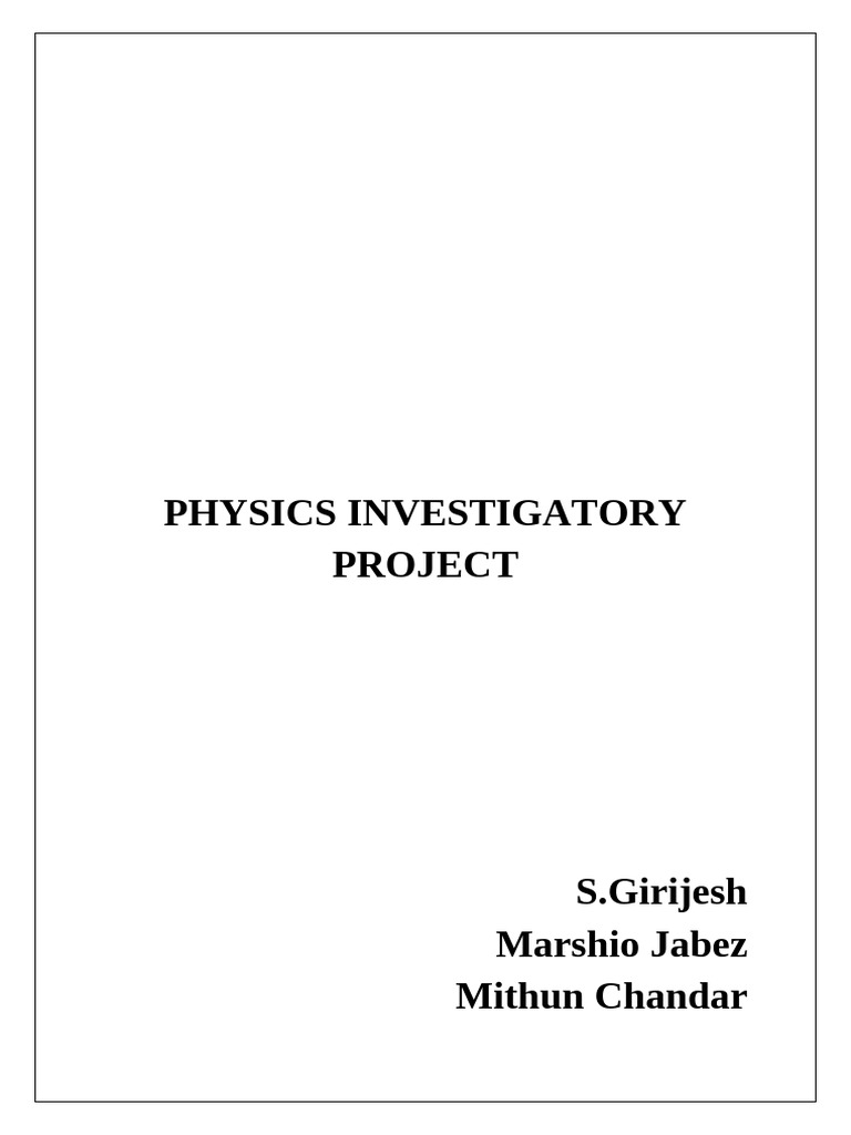 Physics Investigatory Project | PDF | Electromagnetic Induction ...