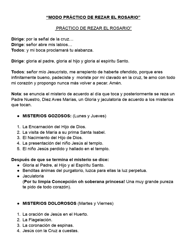 Modo Práctico de Rezar El Rosario | PDF | María, madre de Jesús | Oración