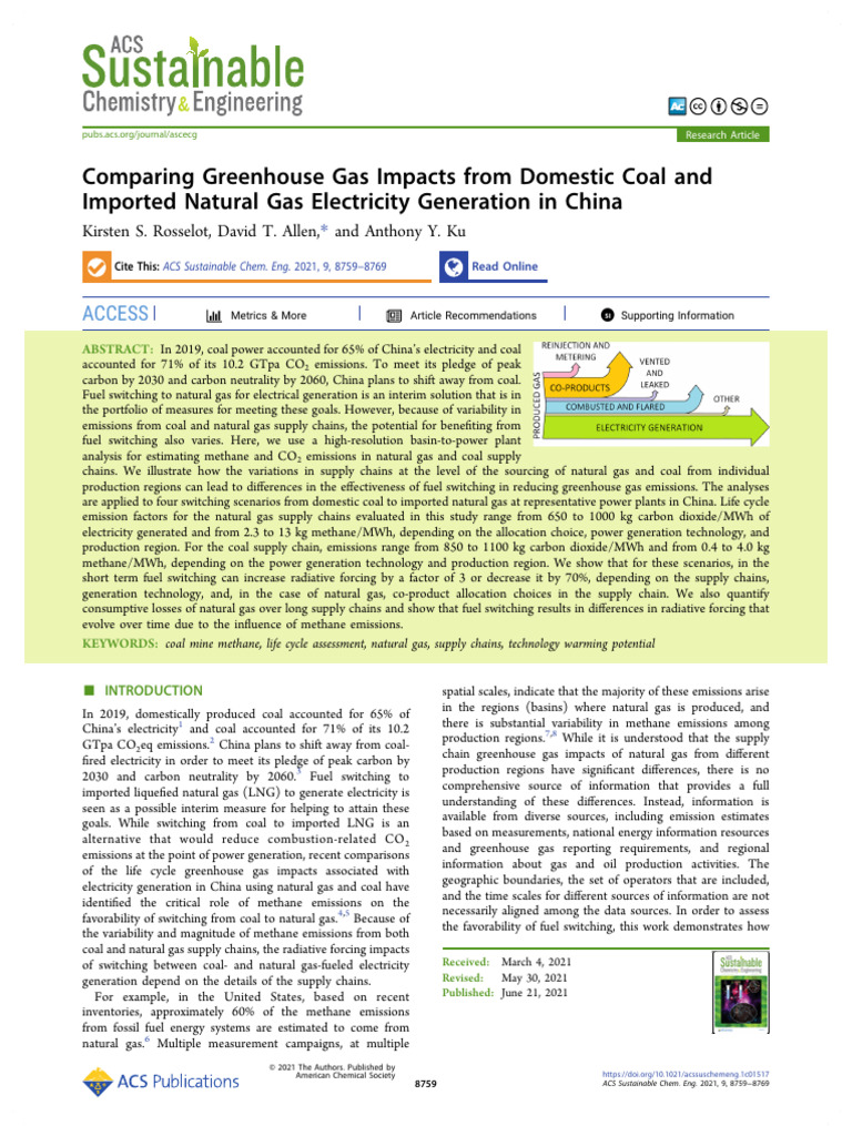 Greenhouse Gas Impacts of Fuel Switching in China | PDF | Natural Gas ...