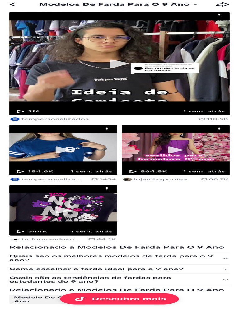 Modelos de Farda para O 9 Ano TikTok | PDF