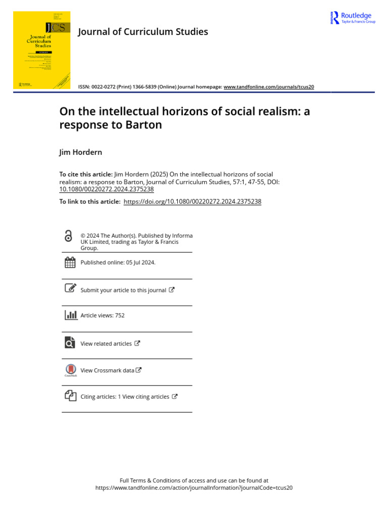 On The Intellectual Horizons of Social Realism A Response To Barton | PDF | Knowledge | Epistemology