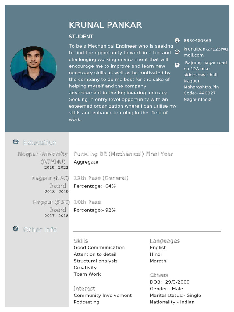 AnyConv.com__Resume Krunal pankar - 1629175215 (1)-compressed | PDF | Learning | Cognition