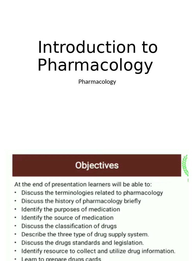 Introduction To Pharmacology | PDF