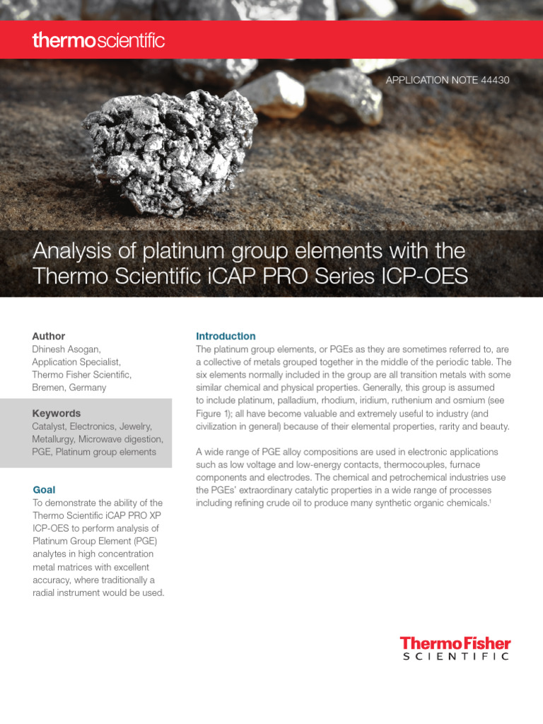 An 44430 Icp Oes Platinum Group Elements An44430 en | PDF | Detection ...
