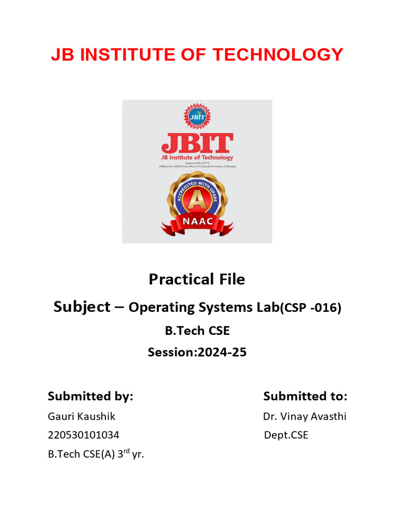 OS Practical File 1 - Merged | PDF | Computer Science | Software Engineering