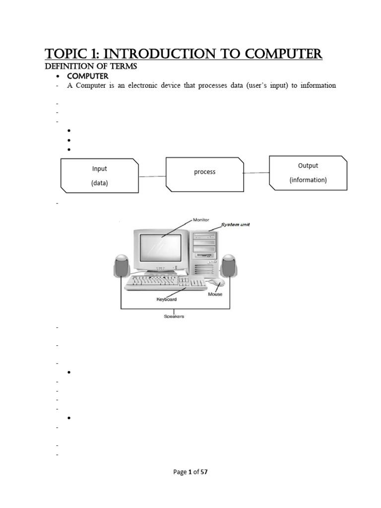 Handout Computer Form 1 | PDF | Read Only Memory | Byte