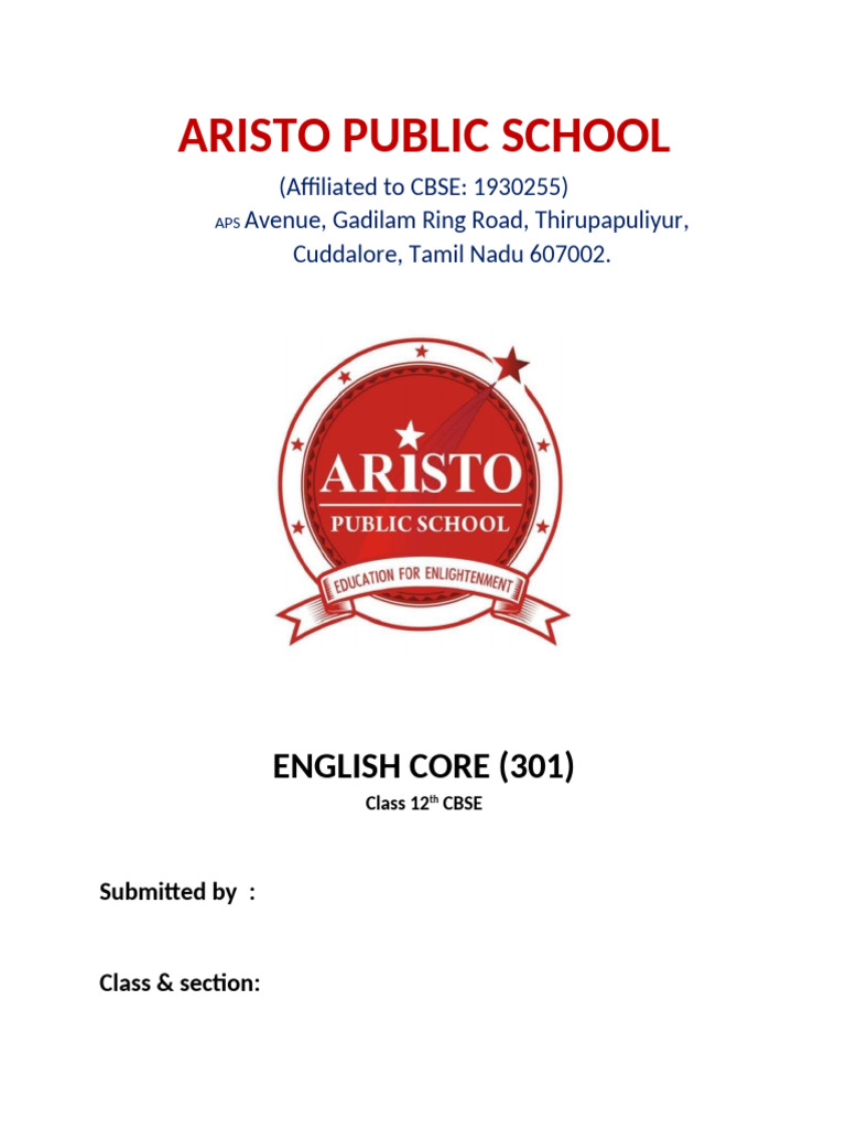 Xii English Core Assignment | PDF