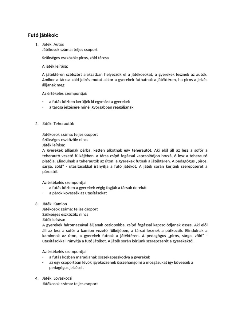futó játékok | PDF