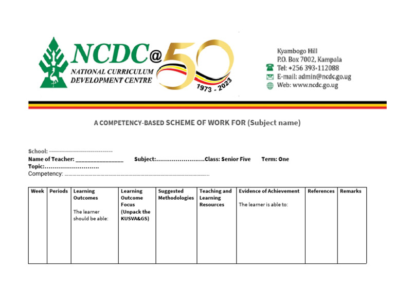 NCDC New A Level Scheme of Work Template Workshop | PDF