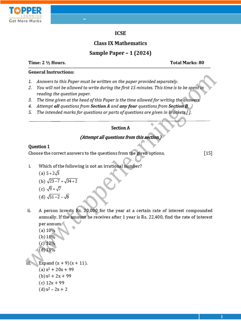 Topper 110 1 3 Maths Question Up202311281958 1701181735 2583 | PDF ...