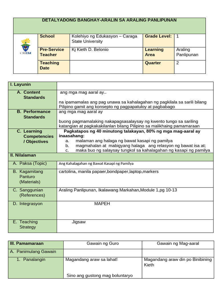 SocSci Ed-Jigsaw Lesson Plan Template | PDF
