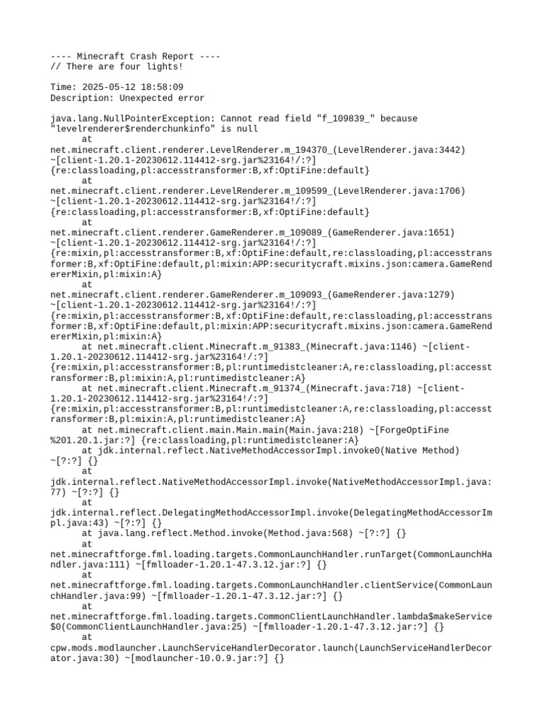 Minecraft NullPointerException Error | PDF | Computer Science ...