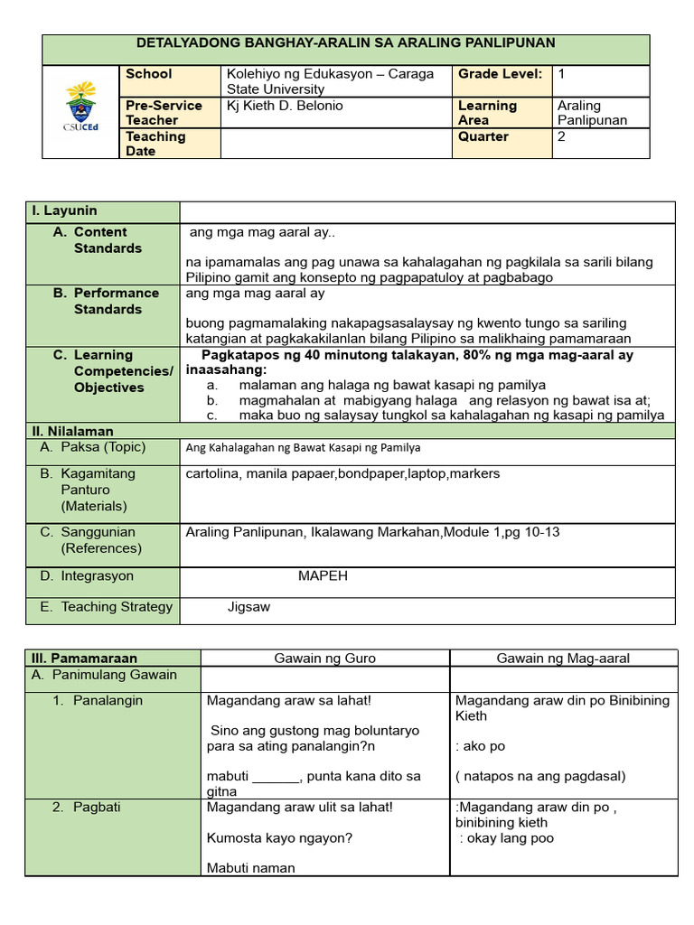 SocSci Ed-Jigsaw Lesson Plan Template | PDF