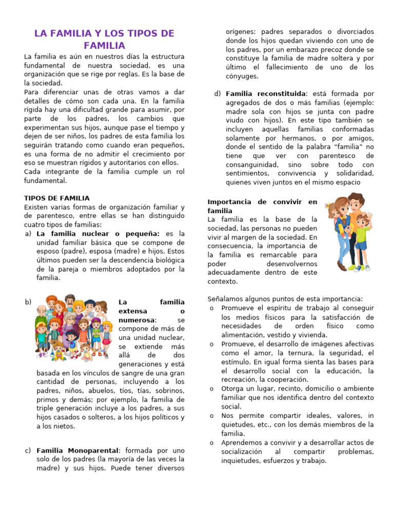 La Familia y Los Tipos de Familia | PDF | Familia | Parentesco