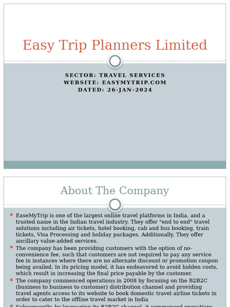 Easy Trip Planners Limited | PDF | Marketing | Travel Agency