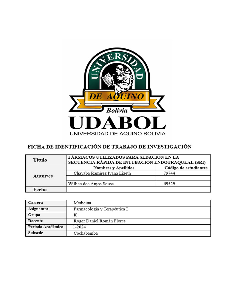 Sedantes en Intubación Endotraqueal | PDF | Medicamentos con receta ...