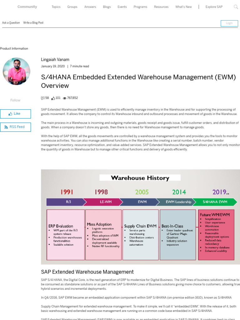 01 S - 4HANA Embedded Extended Warehouse Management (EWM) Overview ...