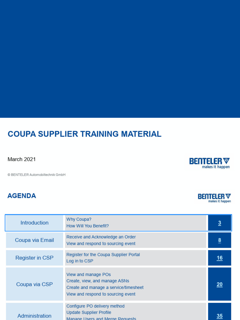 BENTELER Coupa Supplier Training Material 01 | PDF | Point Of Sale | Login
