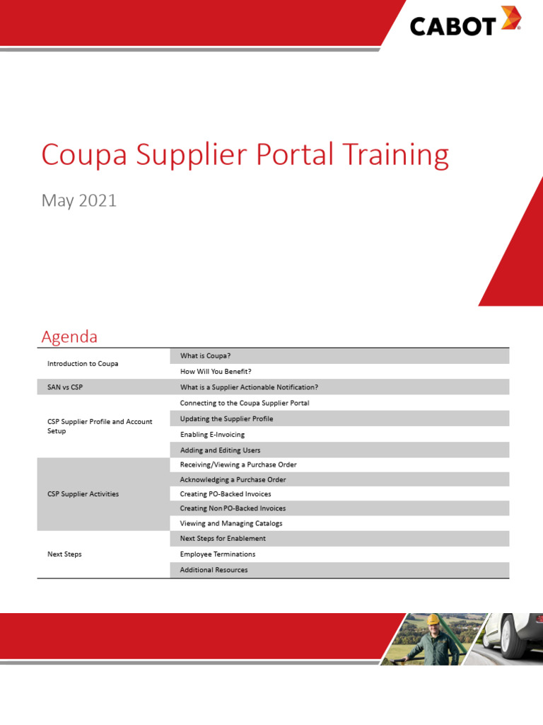 Cabot CSP Supplier Training | PDF | Invoice | Icon (Computing)