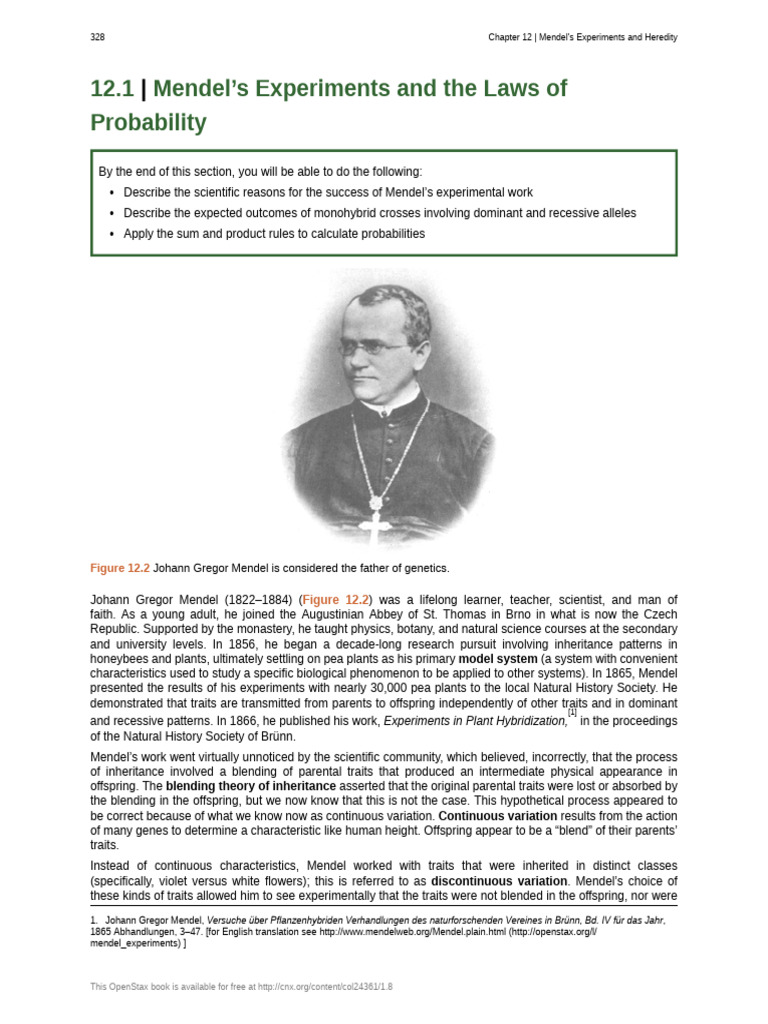 Chapter 12 - Mendel - S Experiments and Heredity | PDF | Dominance ...