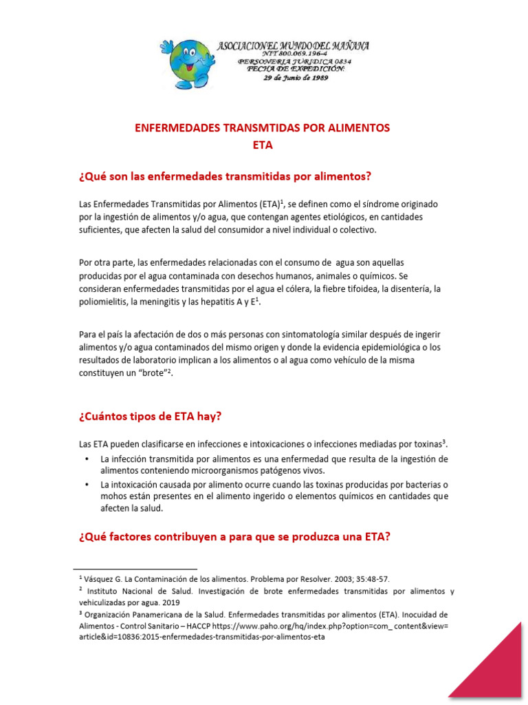 Enfermedades Transmitidas por Alimentos (ETA) | PDF | Alimentos ...