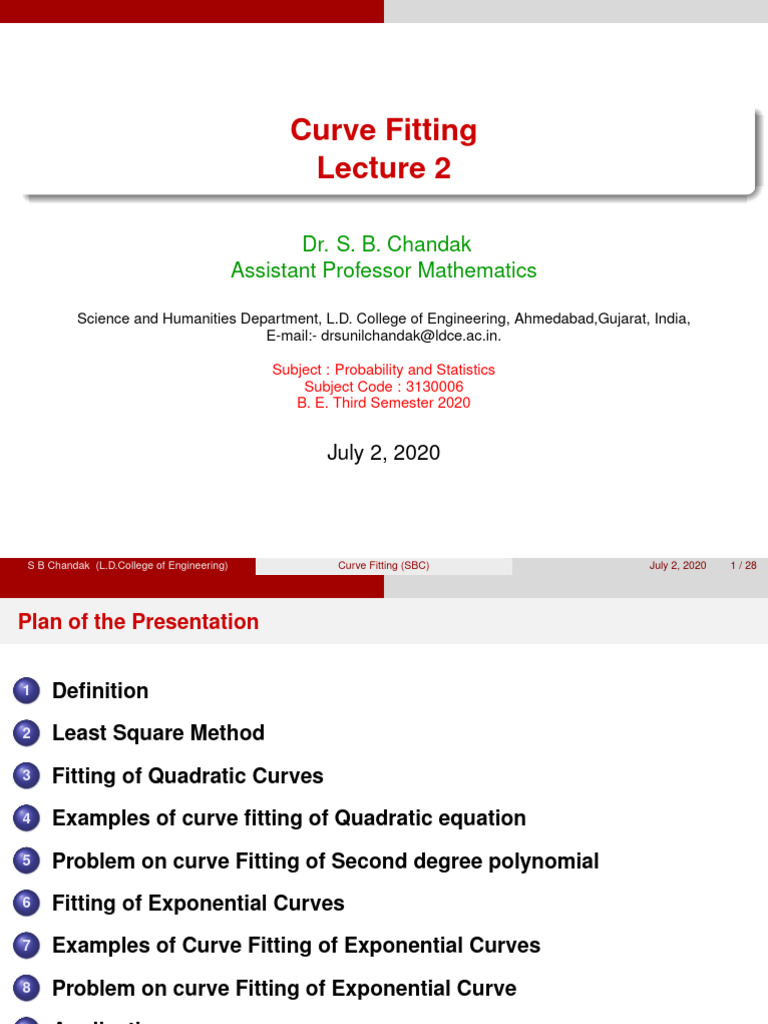 SBC Curve Fitting Part-2 | PDF | Least Squares | Equations