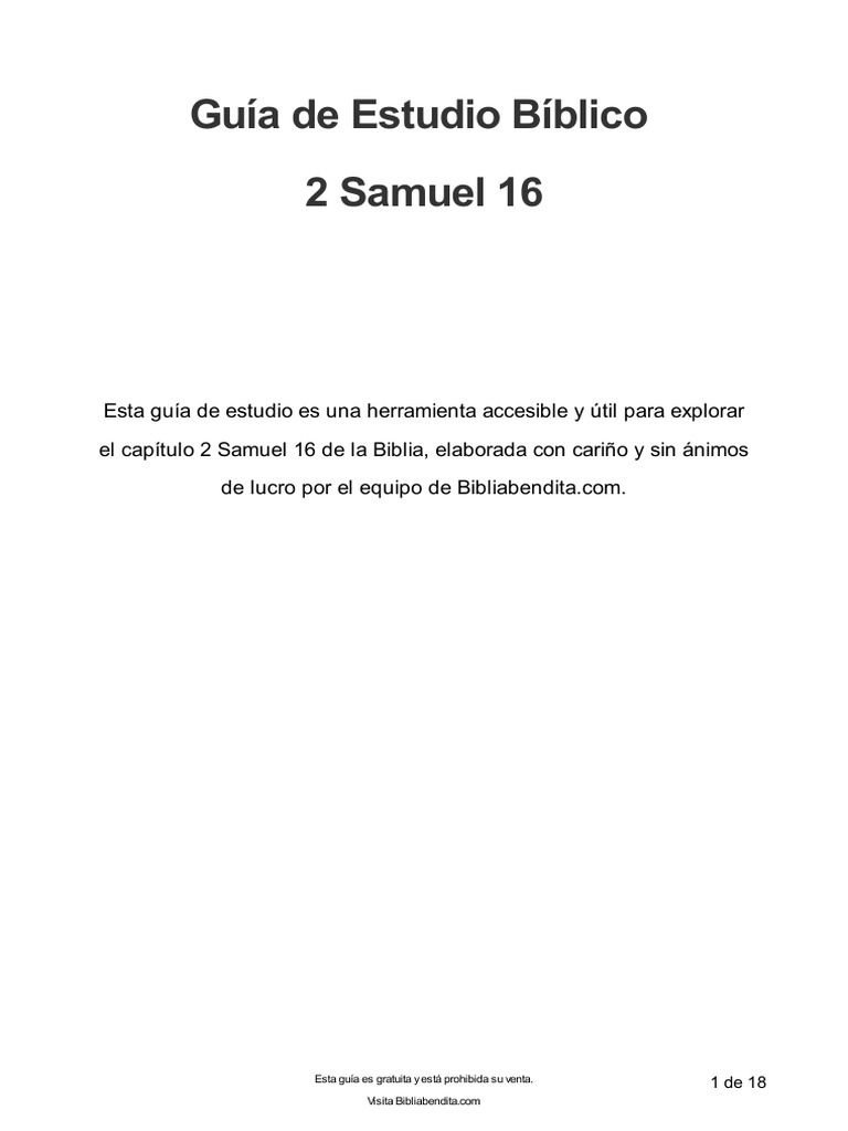 2 Samuel 16 | PDF | David | Biblia