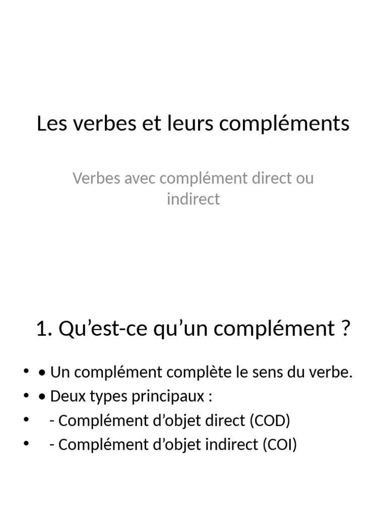 Verbes COD COI Presentation | PDF