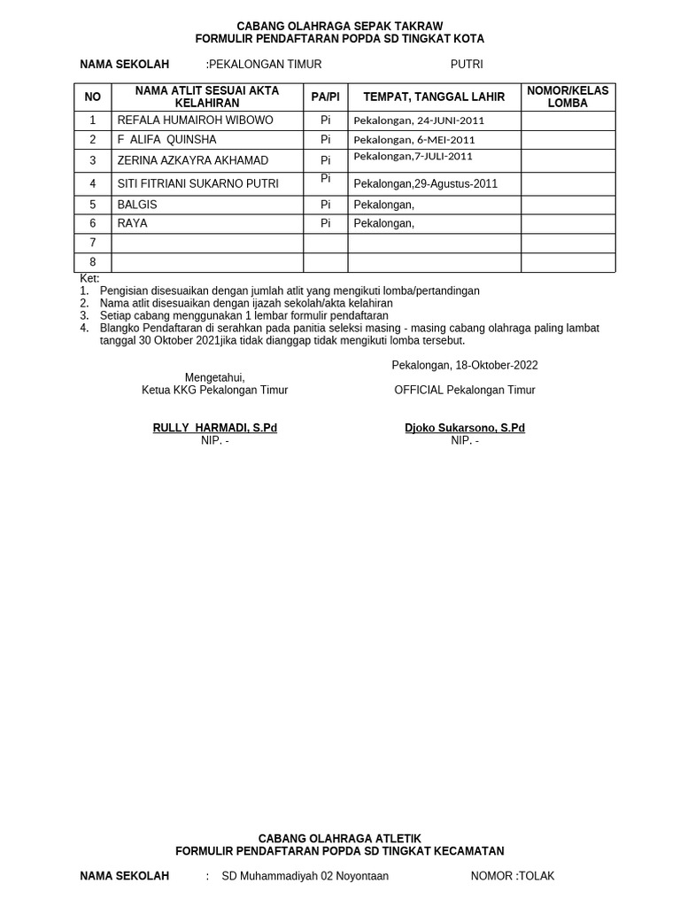 BLANGKO PENDAFTARAN | PDF