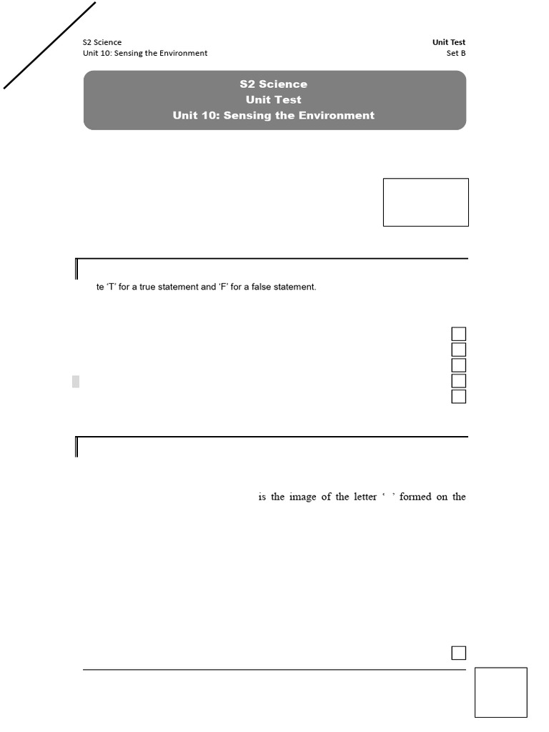 Scicent Test U10 Set B Final e | PDF | Senses | Taste