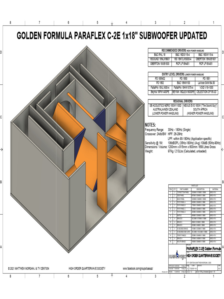 Paraflex C-2E Subwoofer Design Guide | PDF | Sound Technology ...