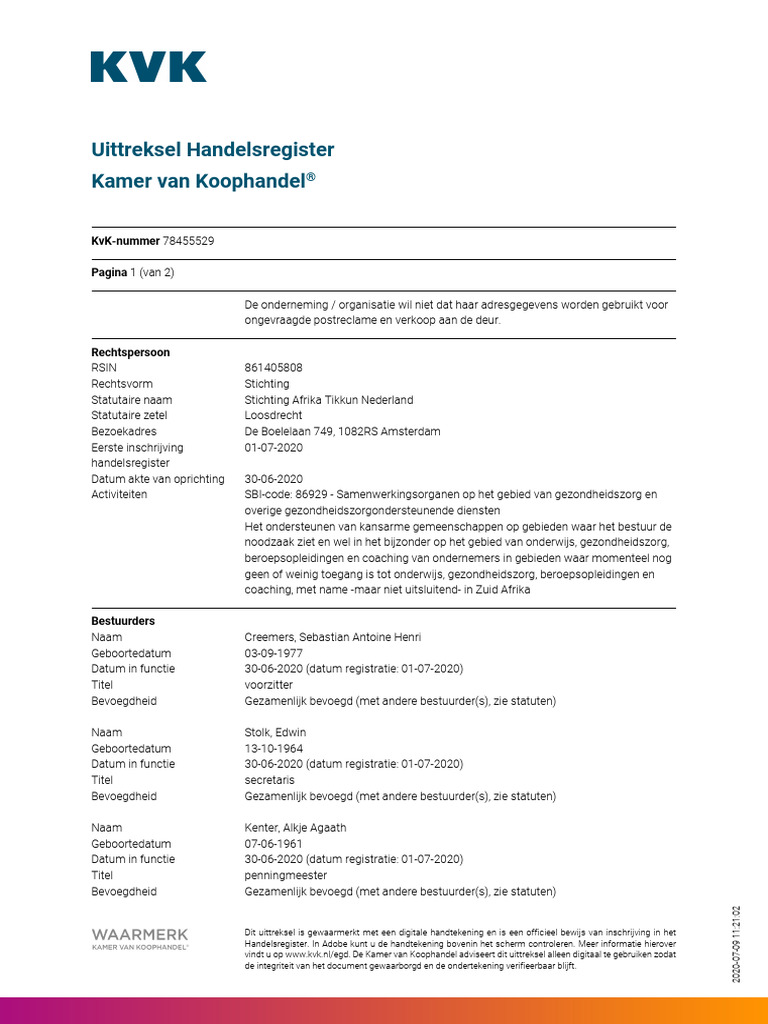 Uittreksel Handelsregister 78455529 | PDF