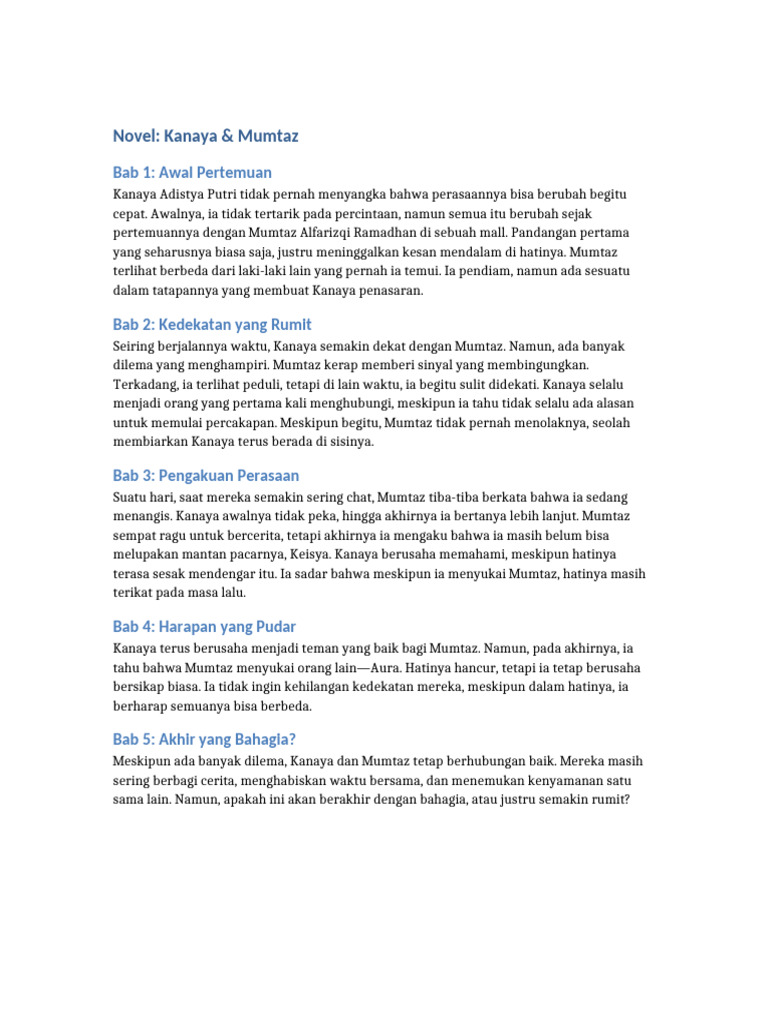 Kanaya Dan Mumtaz Novel | PDF