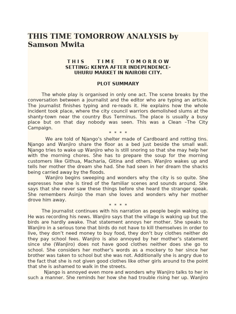 Analysis of "This Time Tomorrow" | PDF | Poverty | Poverty & Homelessness
