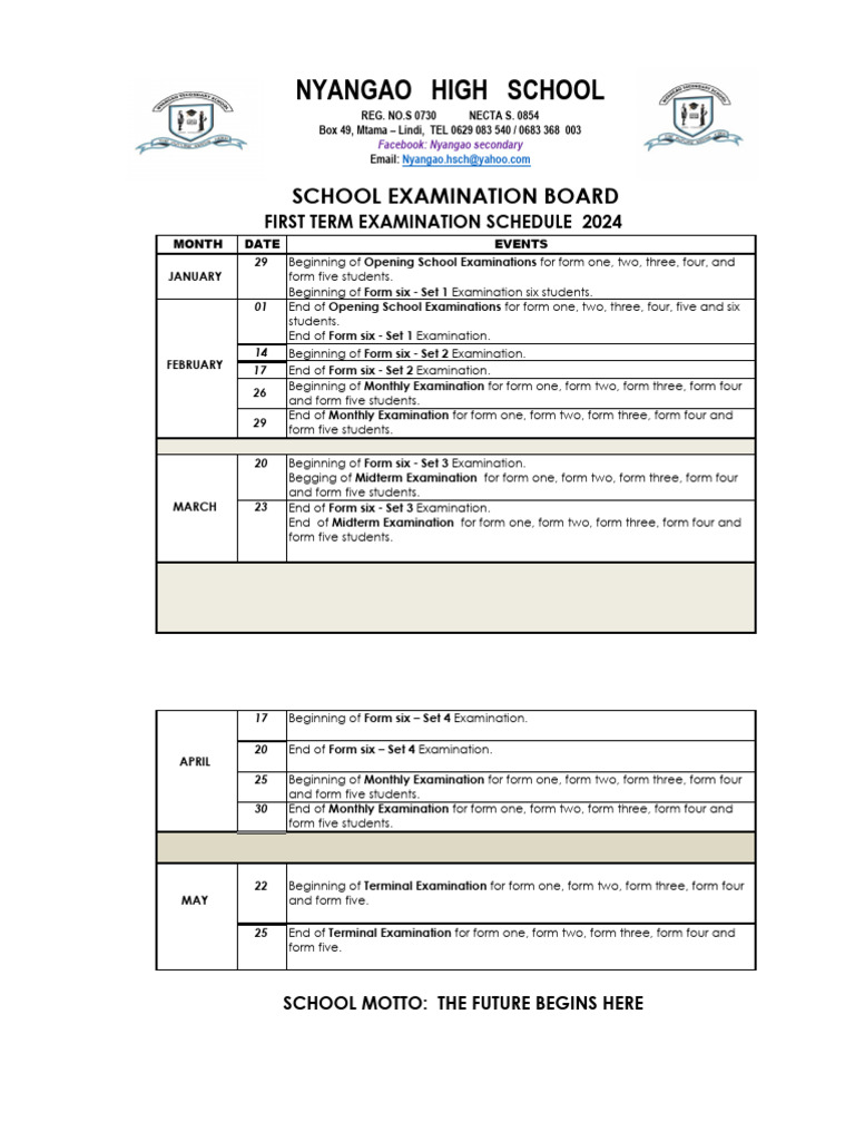 Schedule New 2024. 1st Termdocxx | PDF