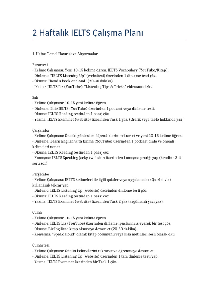 IELTS Study Plan | PDF