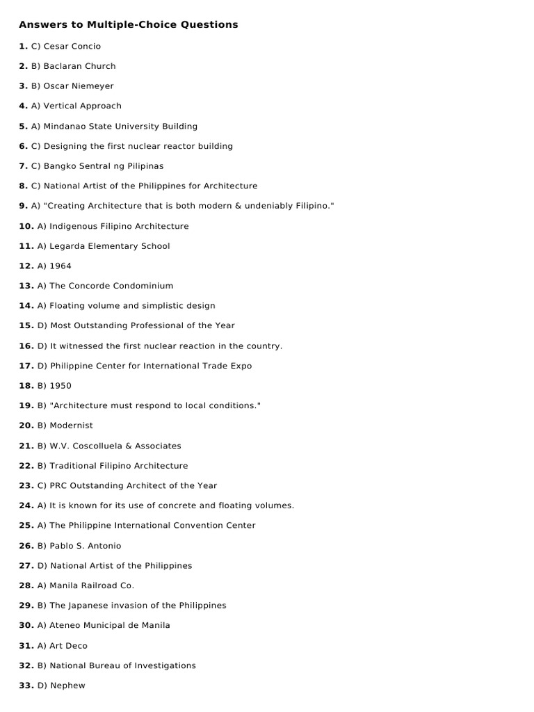 A.T Quiz - Multiple-Choice - Answers | PDF | Architectural Design ...