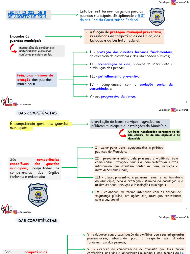 Mapas Estatudo Das Guardas Muncipais Lei 13.022 | PDF | Polícia | Poder Policial (Lei ...
