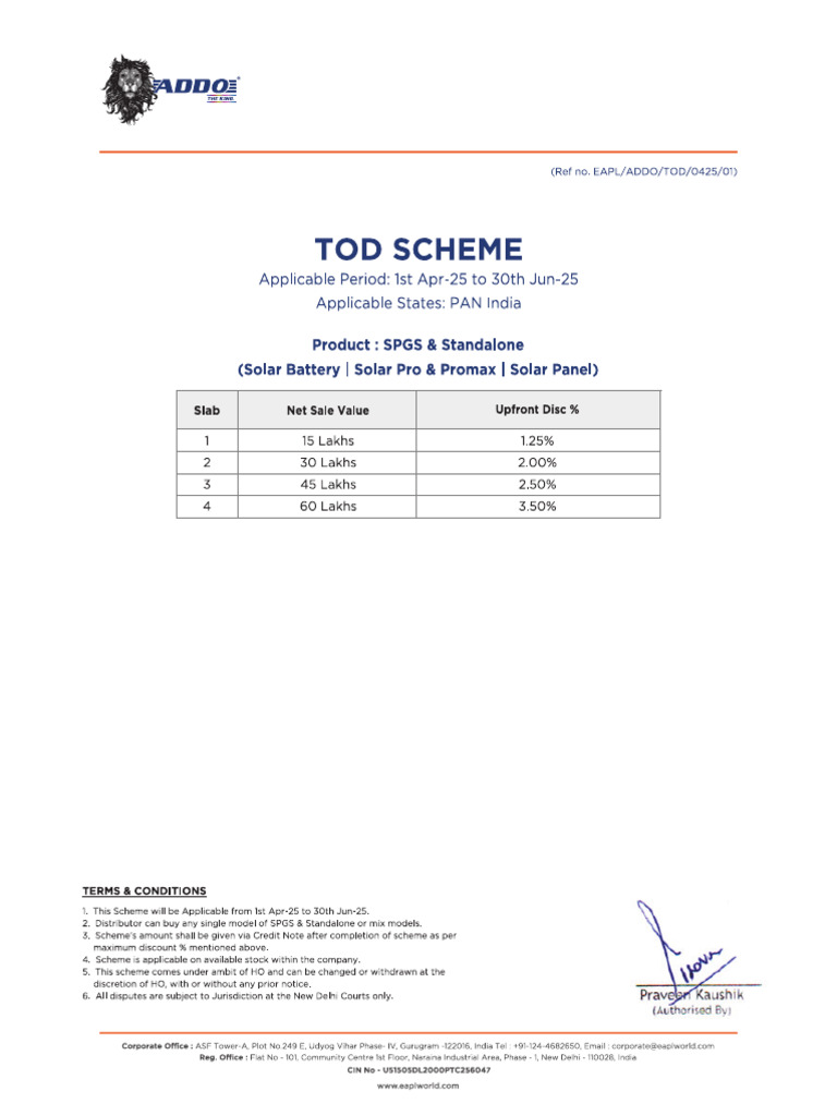 Addo Solar TOD - Apr 25 | PDF